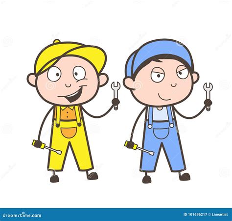Cartoon Workers On Scaffolding Dont Working Royalty Free Stock Image