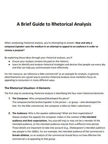 FREE Rhetorical Analysis Samples In PDF