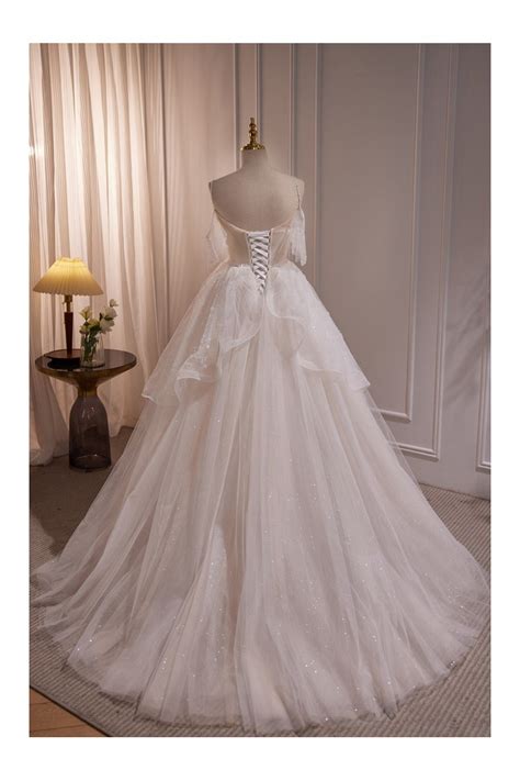 Ivory Ruffled Long Tulle Ballgown Formal Dress Radiant Beadwork