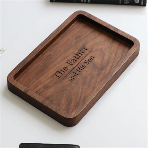 Engraved Wood Catchall Tray Personalized T For Dad Mens Valet