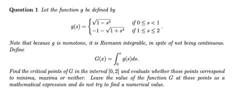Solved Question Let The Function G Be Defined By Chegg Com