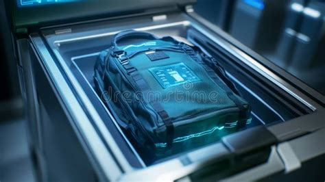 Security Scanner At Airport Processes Luggage For Safety Inspection Using Advanced Technology