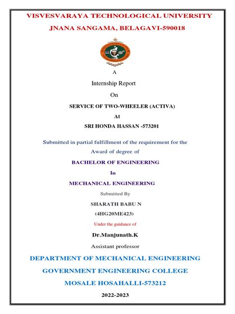 Intership Report Pdf Motorcycle Honda