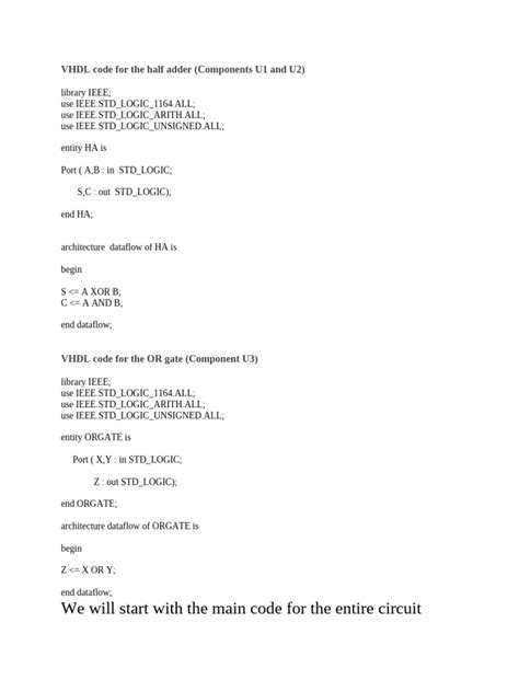 Structural Modeling Of Full Adder 1 Pdf Vhdl Systems Engineering