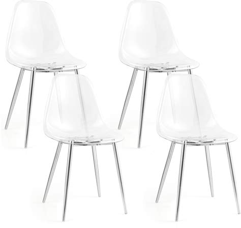 Goflame Clear Dining Chairs Set Of 4 Modern Kitchen