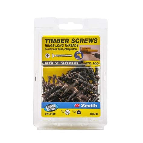 Zenith Screw Csk Lthread Phillips Drive Florentine Bronze 8g X 30mm