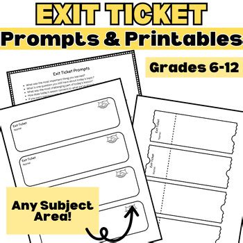 Exit Ticket Prompts Printables Reflection Review Questions For Any