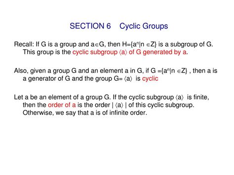 Ppt Section 6 Cyclic Groups Powerpoint Presentation Free Download