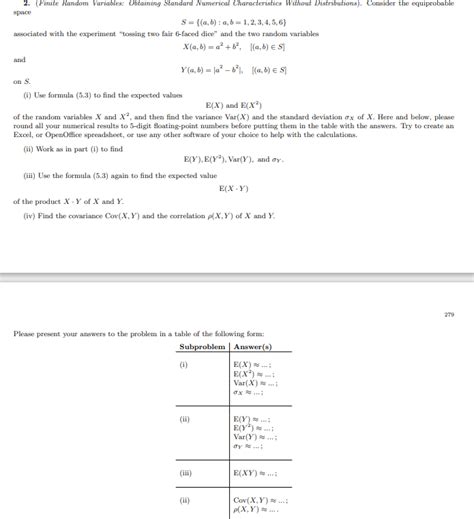 solved 2 finite random variables obtaining standard