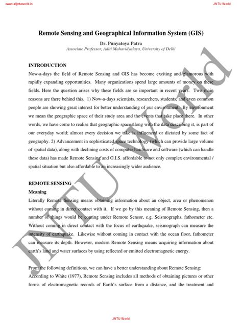 Remote Sensing Gis Pdf Electromagnetic Radiation Remote Sensing