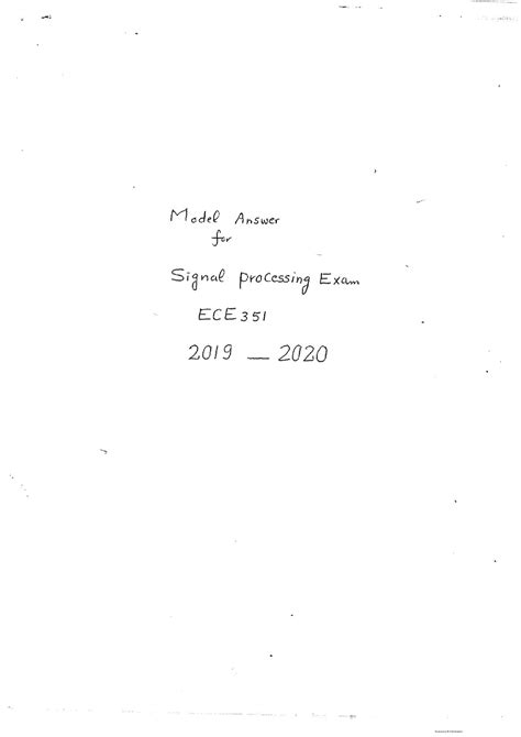 Signal Processing Exam Model Answer Studocu
