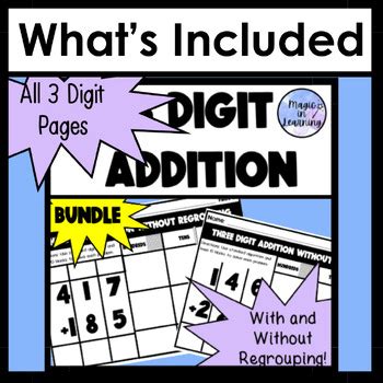 Digit Addition And Subtraction With Without Regrouping Worksheets Exit Slip