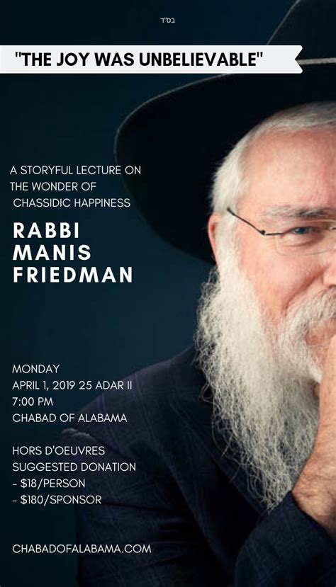 A Story Full Lecture With Rabbi Manis Friedman Chabad Of Alabama