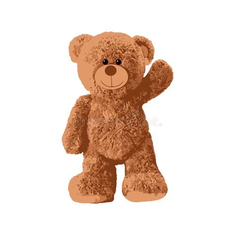 Cute Brown Bear Doll Vector Illustration On Isolated Background Stock