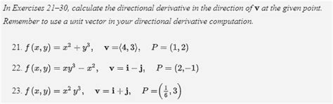 Solved In Exercises 2130 Calculate The Directional