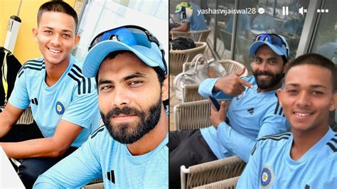 Ravindra Jadeja Yashasvi Jaiswal Enjoy Coffee Amid Rain Delay During