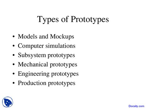 Types Of Prototypes Buisness Management Lecture Slides Docsity