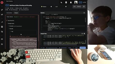 codewars python hhkb keyboard 29 min real time no talking ep