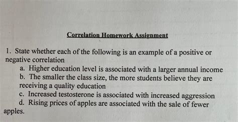 Solved Correlation Homework AssignmentState Whether Each Of Chegg Com