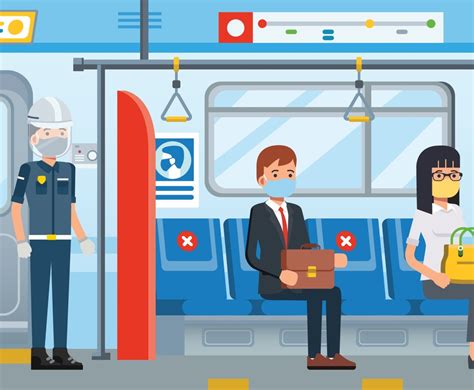 Applying New Normal Protocol In Public Train Vector Art And Graphics