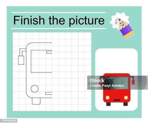 아이들을 위한 논리 게임 그림을 완성하십시오 만화 버스 색칠 공부 페이지 버스에 대한 스톡 벡터 아트 및 기타 이미지 버스 0명 교육 Istock