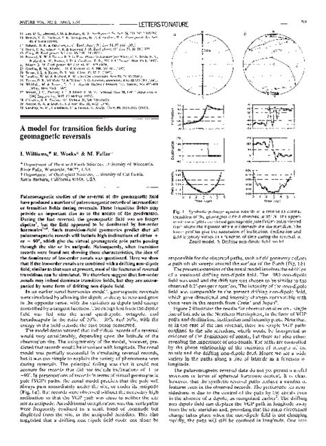 Pdf A Model For Transition Fields During Geomagnetic Reversals