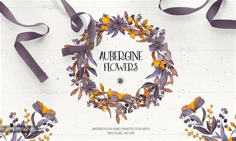 طرح کلیپ آرت نقاشی گل بادمجان مناسب برای طرح‌های گرافیکی 🔥کد فایل 32233