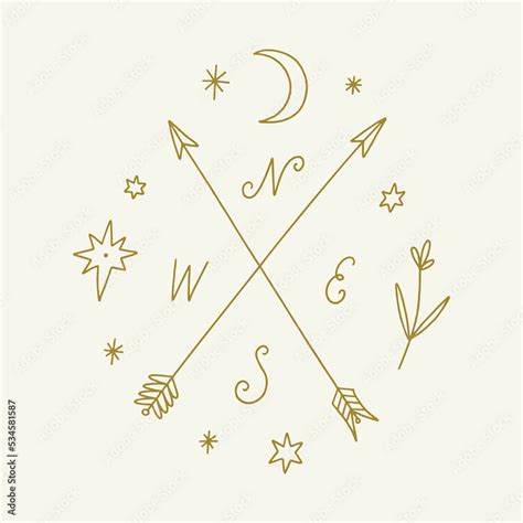 Image Vectorielle Stock Camp Travel Compass Logo Aesthetic Decor