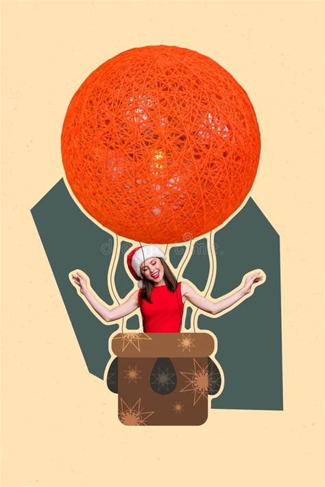 Vertical Creative Collage Illustration Of Funny Carefree Positive Girl