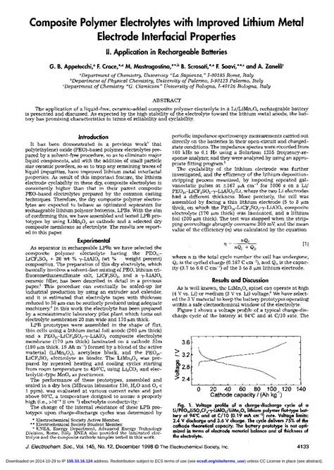Pdf Composite Polymer Electrolytes With Improved Lithium Metal