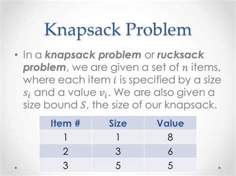 knapsack problem