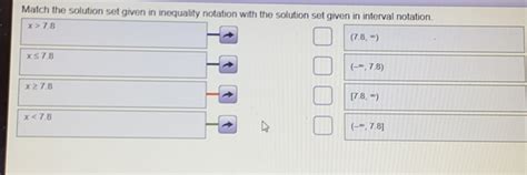 Solved Match The Solution Set Given In Inequality Notation With The