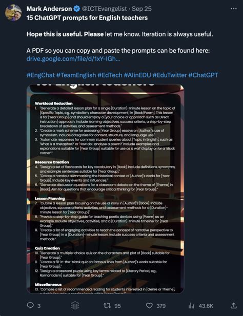 free resource the little book of generative ai prompts for teachers