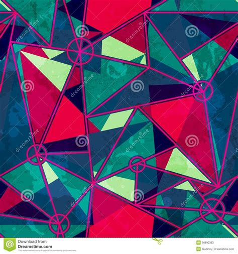 Mosaic Seamless Pattern With Grunge Effect Stock Vector Illustration