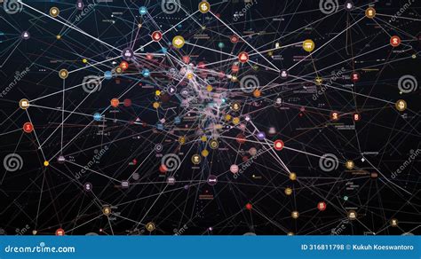 Blockchain Network Visualization With Interconnected Nodes Stock