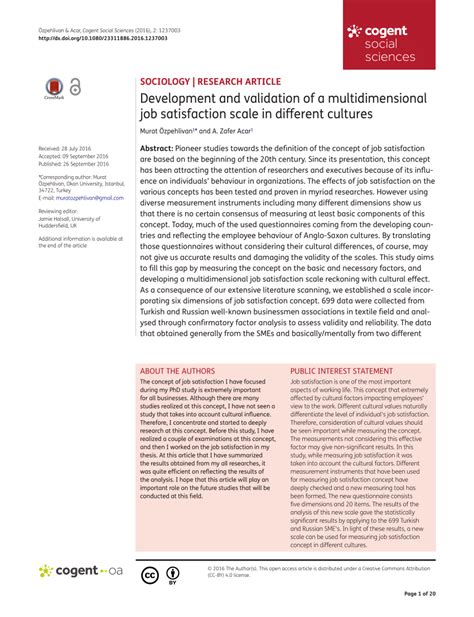 Pdf Development And Validation Of A Multidimensional Job Satisfaction