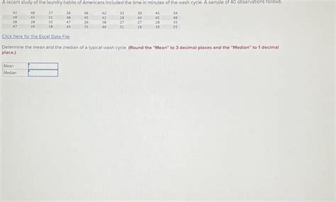 Solved Click Here For The Excel Dato File Determine The Mean