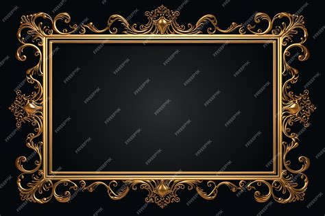 검정색 바탕에 금색 프레임 프리미엄 사진