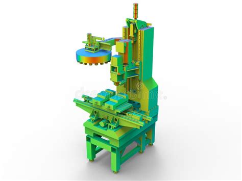 3d Rendering Structural Analysis Of A Cnc Machine Stock Illustration