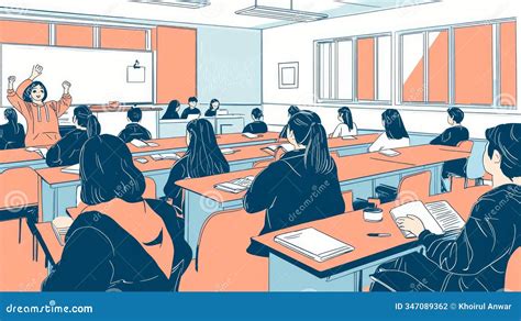 Illustration Of A Classroom With A Teacher Students In A Lecture Hall