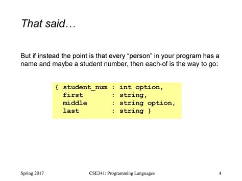 Cse341 Programming Languages Lecture 5 More Datatypes And Pattern