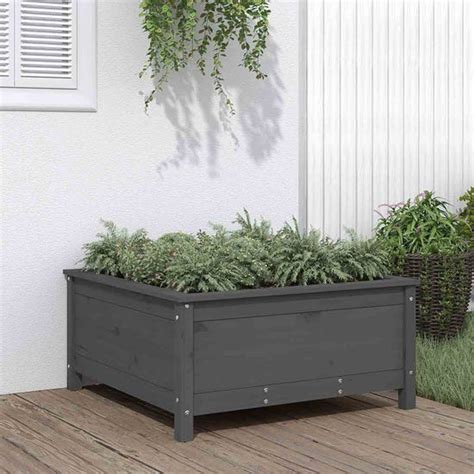 Vidaxl Garden Planter Grey 825x825x39cm Solid Wood Pine Robert Dyas
