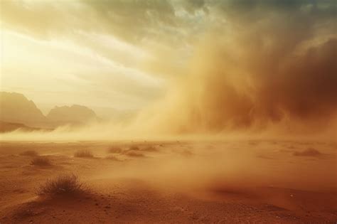 Premium Photo Dust Storm In A Desert With Sand Blowing Across The