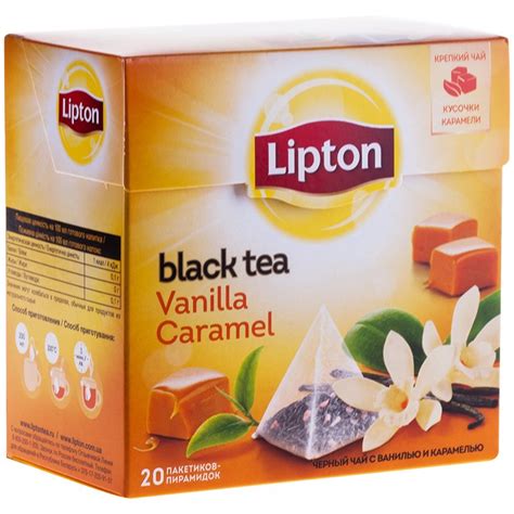 Чай Lipton «Vanilla Caramel», черный с ванилью и карамел., 20 пакетиков ...
