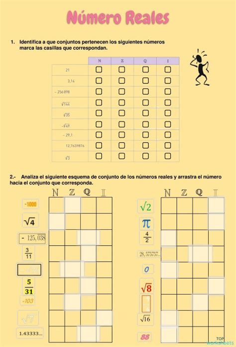 Números Reales Guía 2 Ficha Interactiva Topworksheets