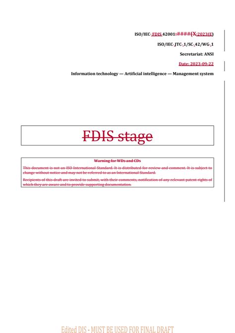 ISO IEC FDIS Information Technology Artificial Intelligence Management System