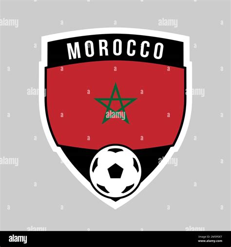 Illustration Of Morocco Shield Team Badge For Football Tournament Stock