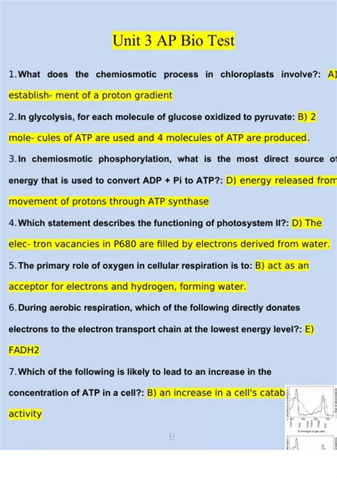 Ap Biology Unit 3 Test Questions With 100 Correct Answers Verified