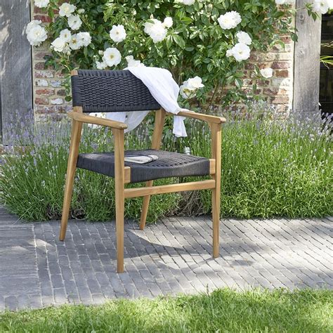 Fauteuil De Jardin En Teck Massif Et Cordage Noir Greenweez