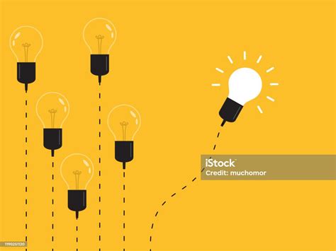 군중에서 눈에 띄는 다르게 생각 전구의 그래픽은 비즈니스 개념을 나타냅니다 새로운 아이디어 변화 트렌드 용기 창조적 인 솔루션 혁신과 독특한 방법 개념 사색에 대한 스톡